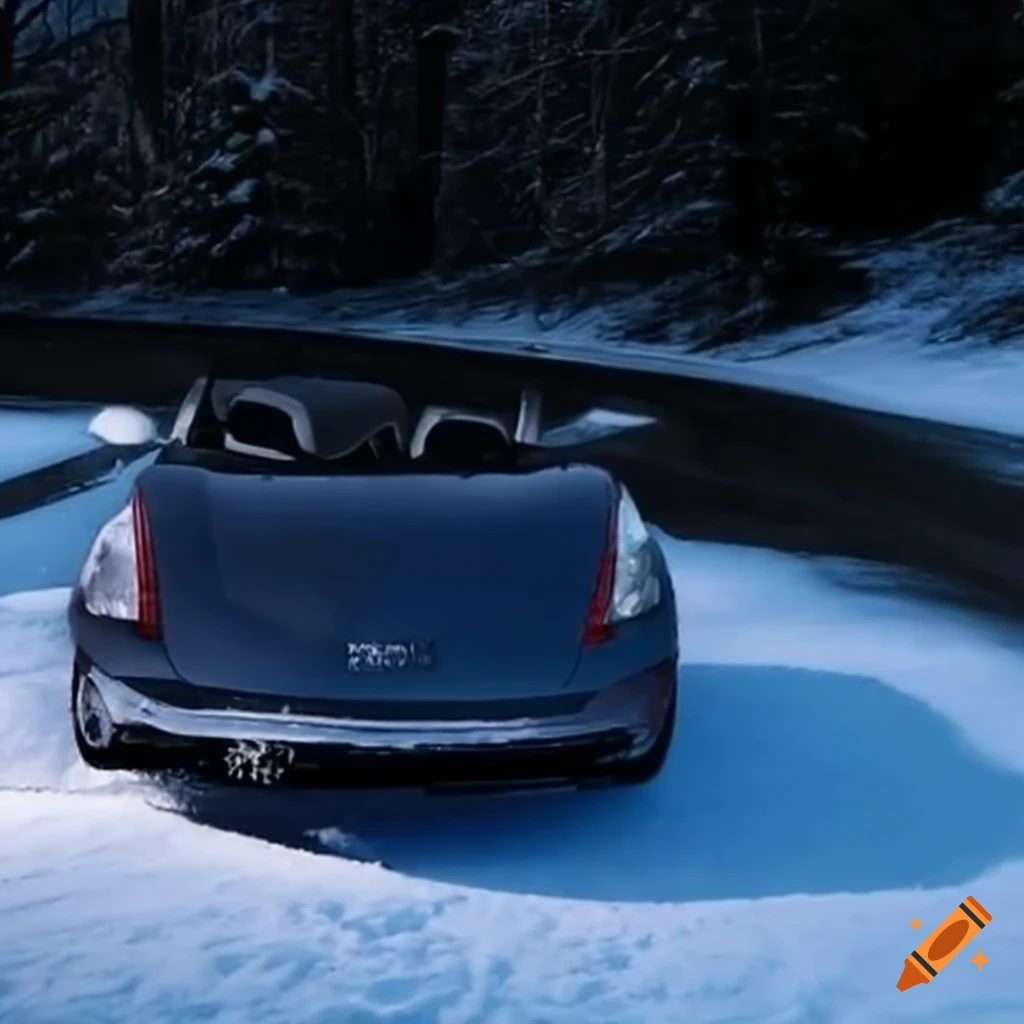 Convertible car filled with snow on Craiyon