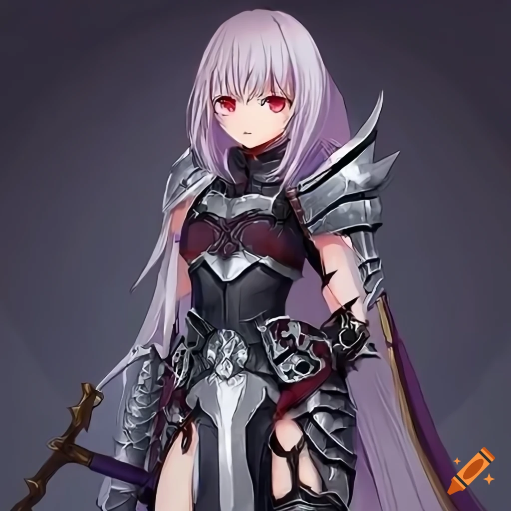 Gothic paladin knight anime girl with light weapons battling demons on ...