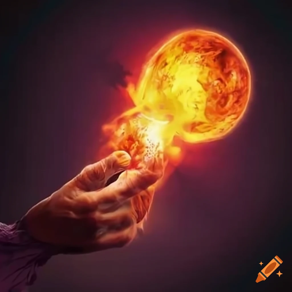 Wizard casting a fireball spell on Craiyon