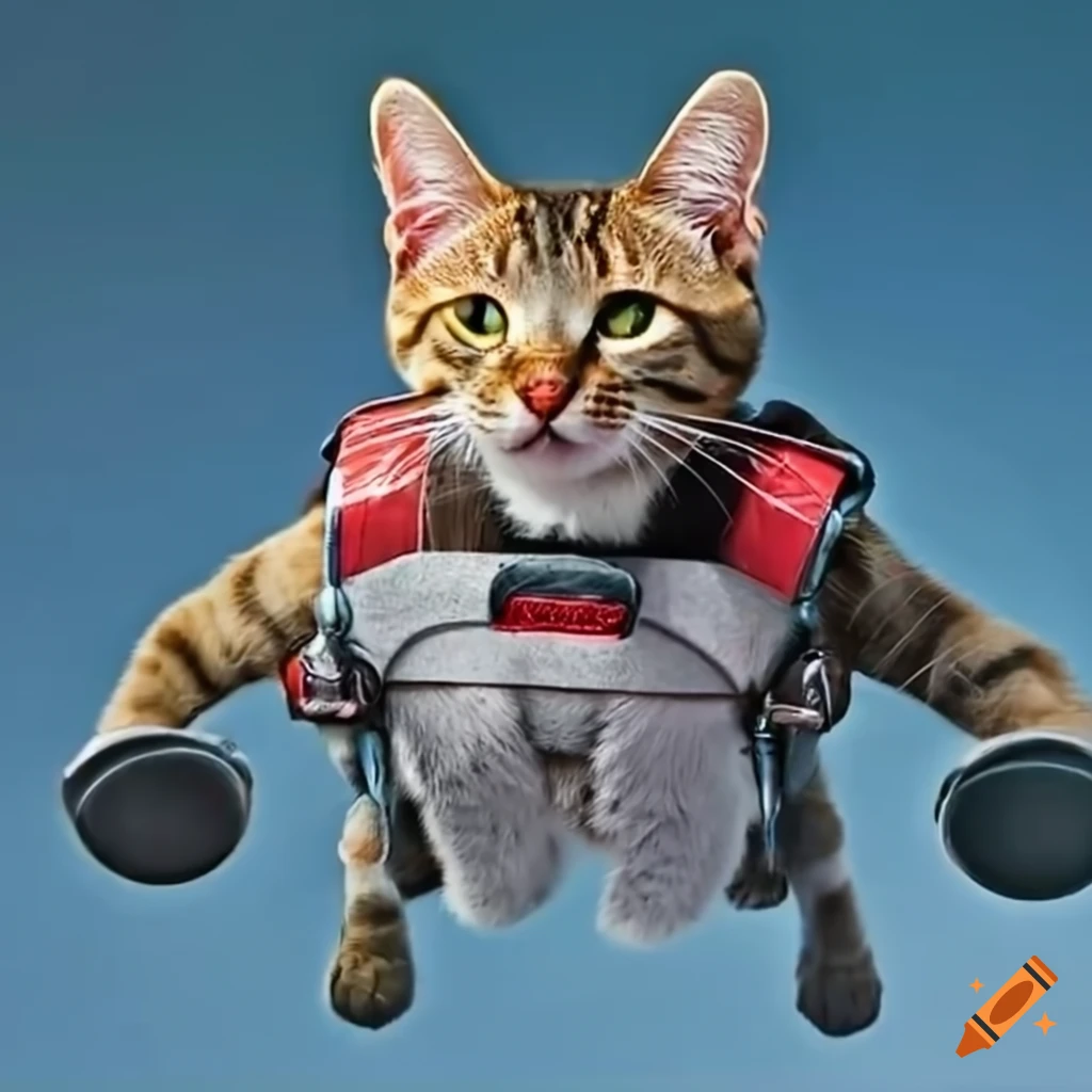 Cat wearing a jetpack on Craiyon