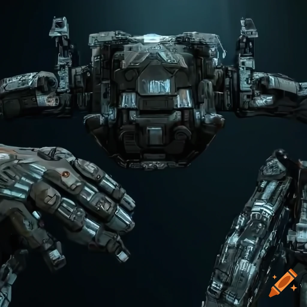 Close-up of a futuristic mech hand with clean lines in 8k resolution on ...