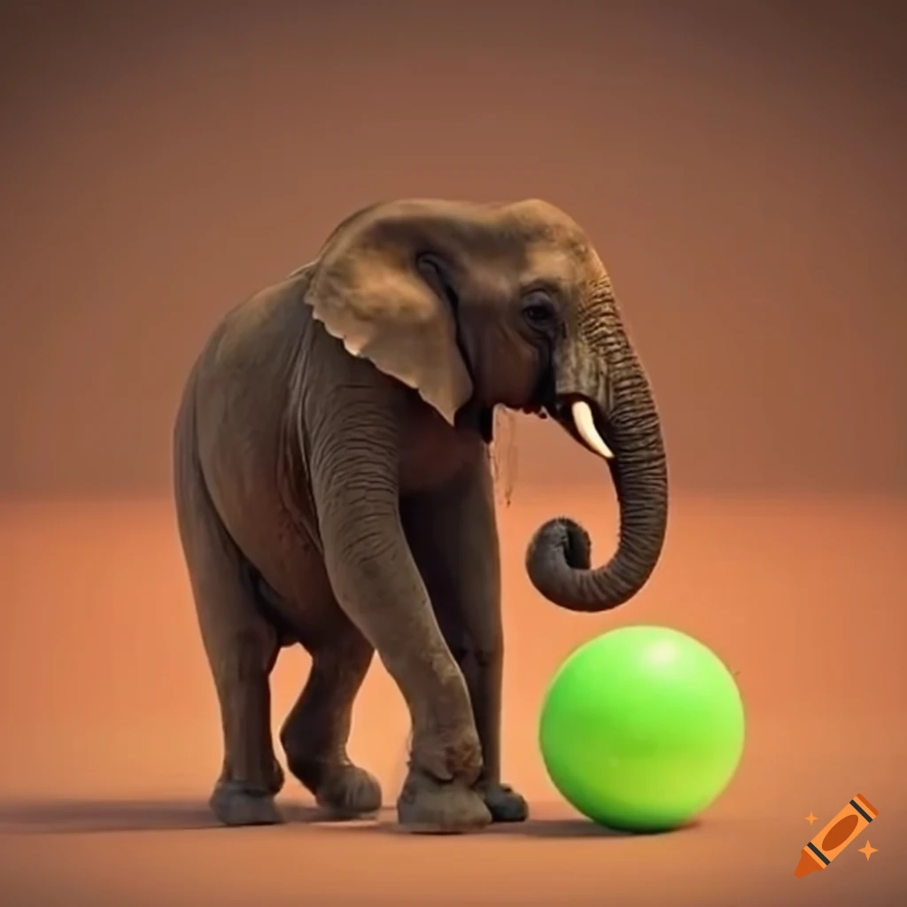 Elephants playing with a ball on Craiyon