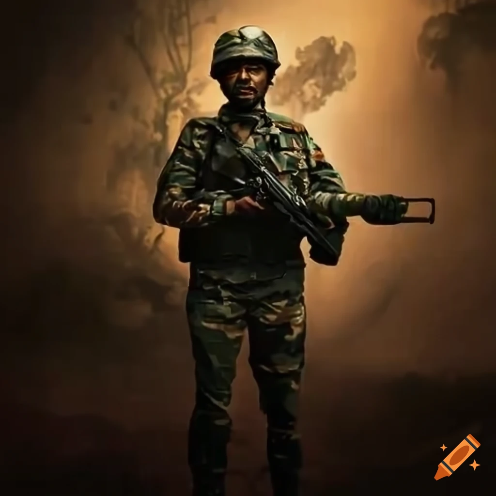 Indian army officer with tank on Craiyon