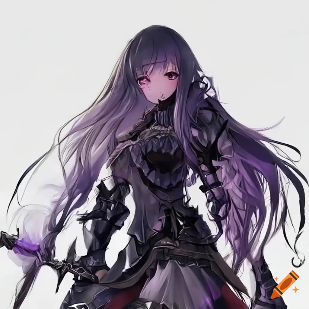 Gothic paladin knight anime girl with light weapons battling demons on ...