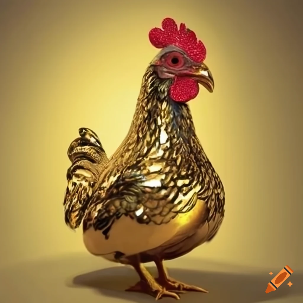 Golden chicken sculpture on Craiyon