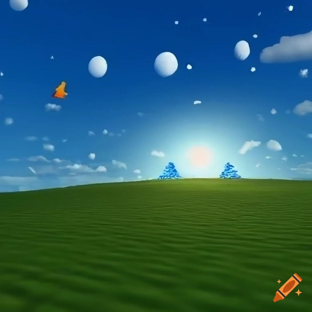 Super mario 64 sky landscape on Craiyon