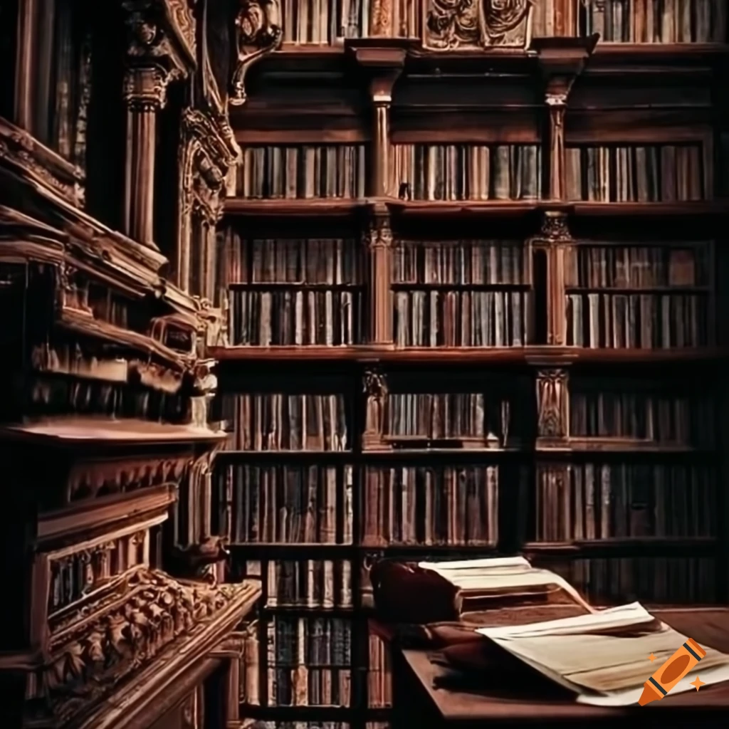 Dark academia library on Craiyon