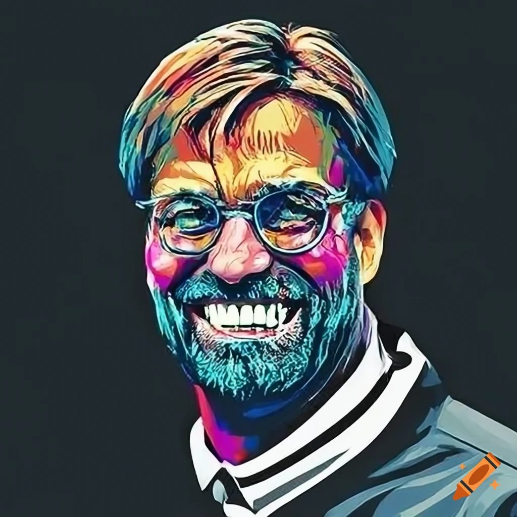 Lifelike jurgen klopp powerful and charismatic pop art poster style ...