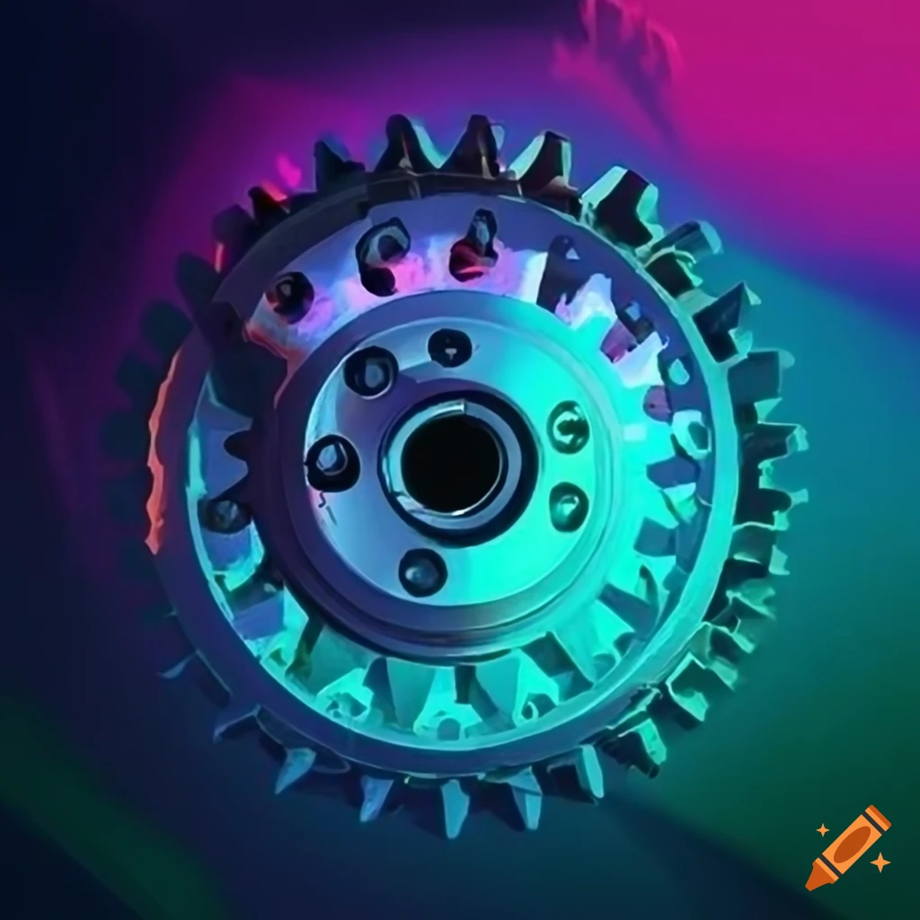 Visually compelling poster with meticulous drawing of gears on a white ...