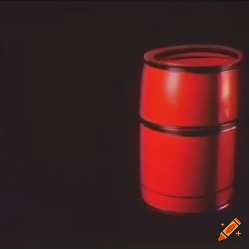 Red barrel in 80s vhs style footage on Craiyon