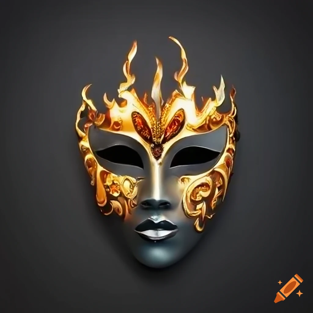 Fire masquerade mask with delicate details in stunning composition on ...