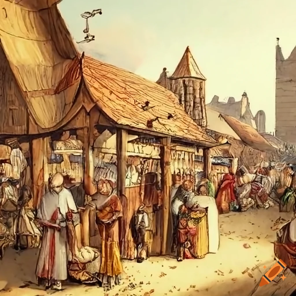 Medieval market on Craiyon