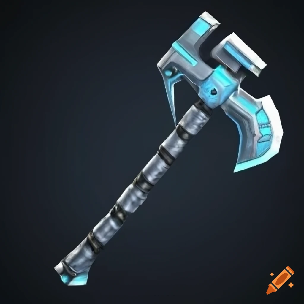 Futuristic hammer-axe weapon on Craiyon