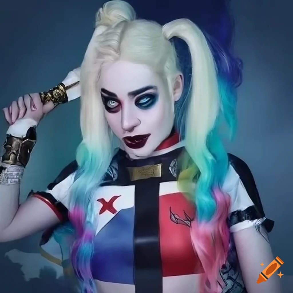 Harley quinn cosplay in eastern asian mythical fantasy robes on Craiyon