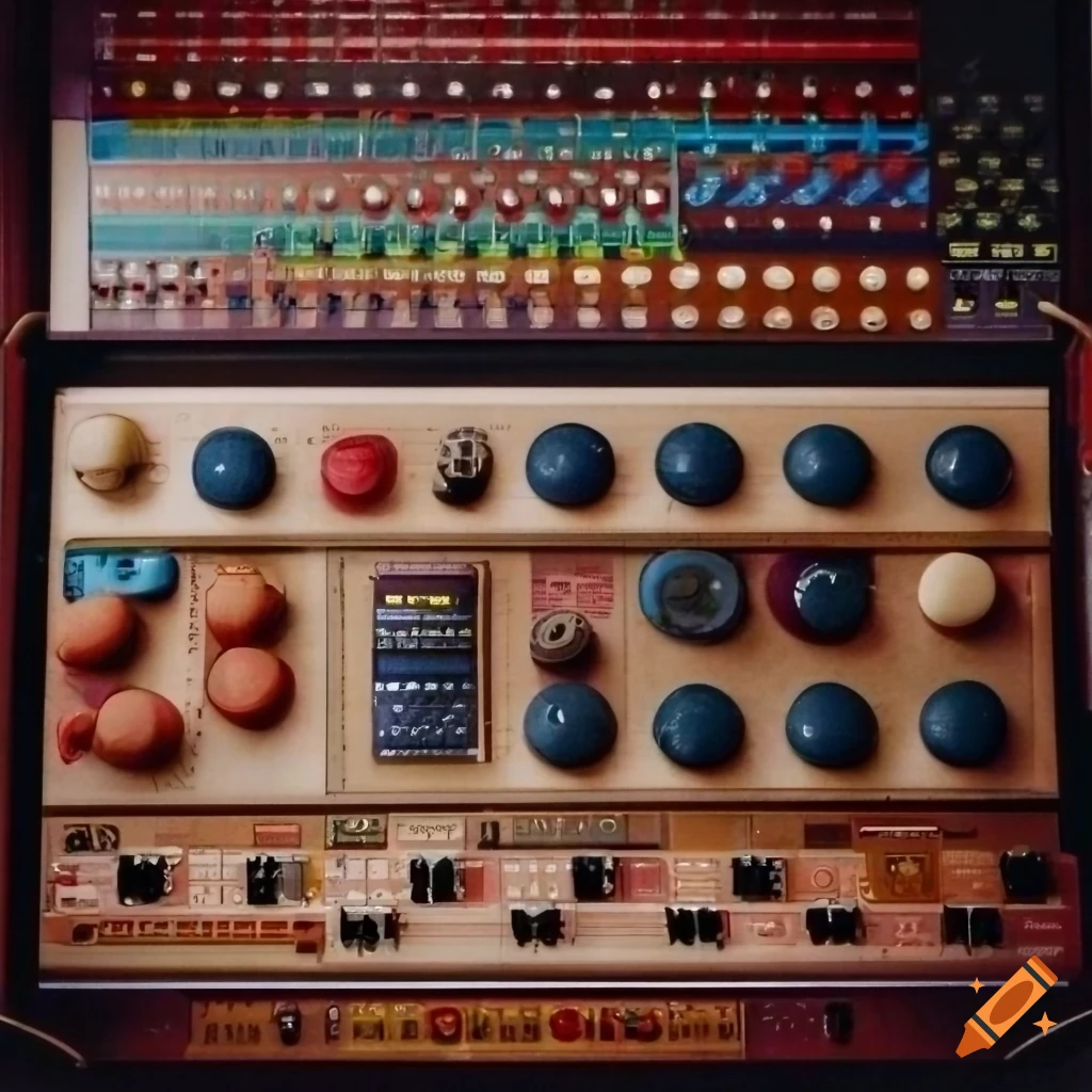 Vintage 1960s synthesizer board game on Craiyon