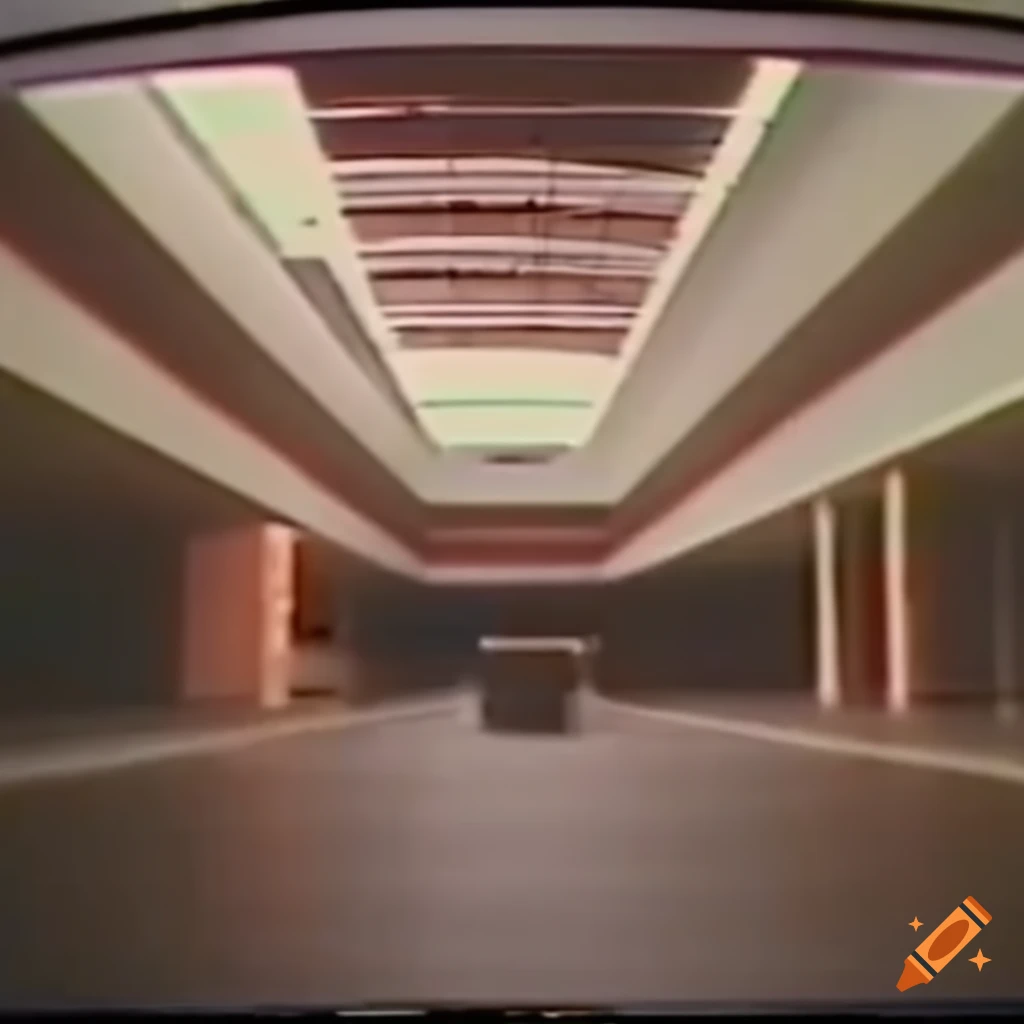 Vintage 80s vhs footage of an empty mall on Craiyon
