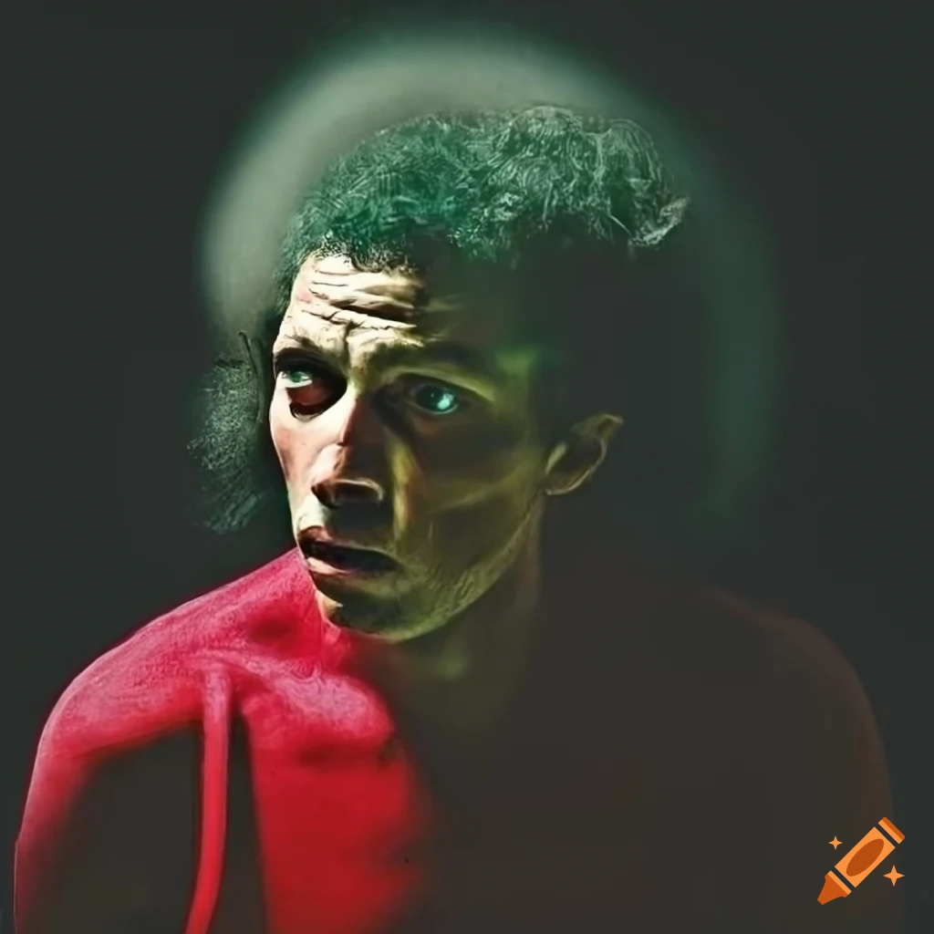 Abstract art depicting a man with a sense of defeat and emptiness on ...