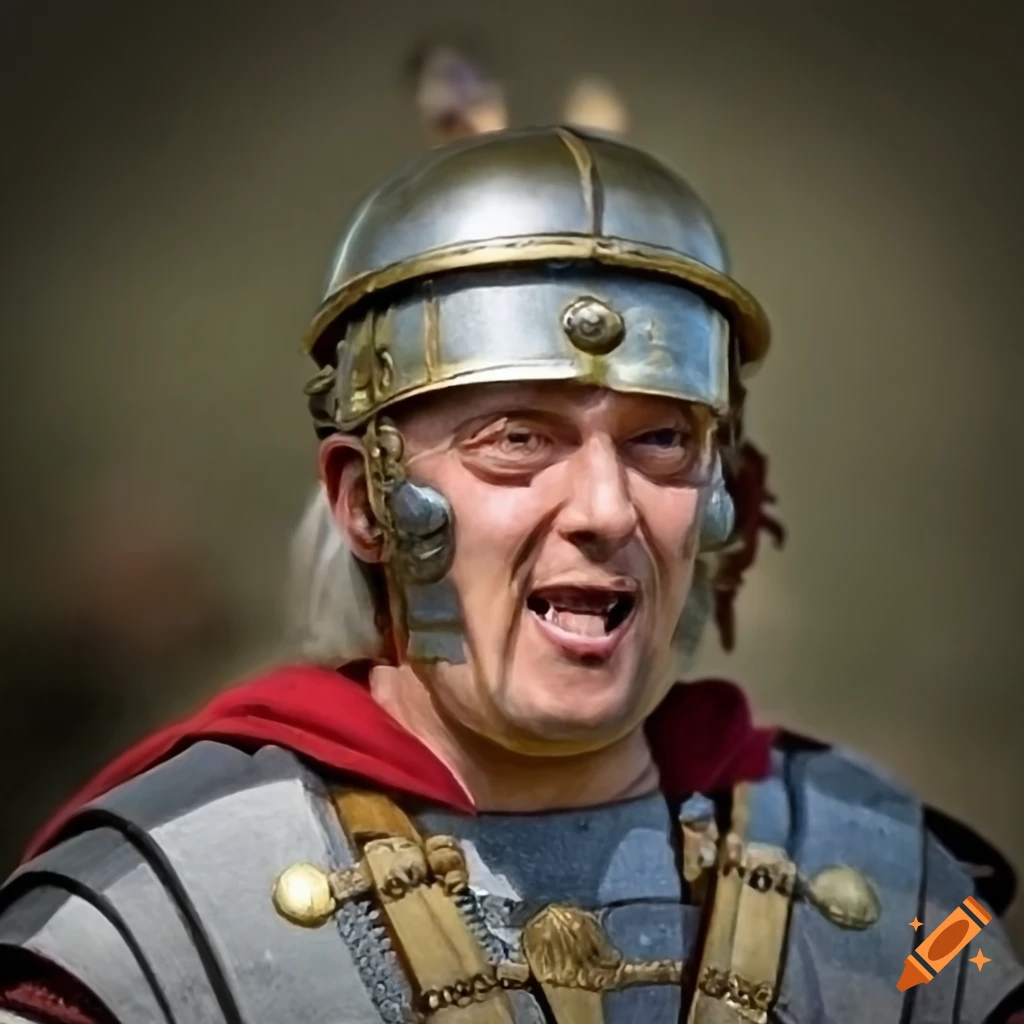 Confident roman legionary with a smug grin on Craiyon