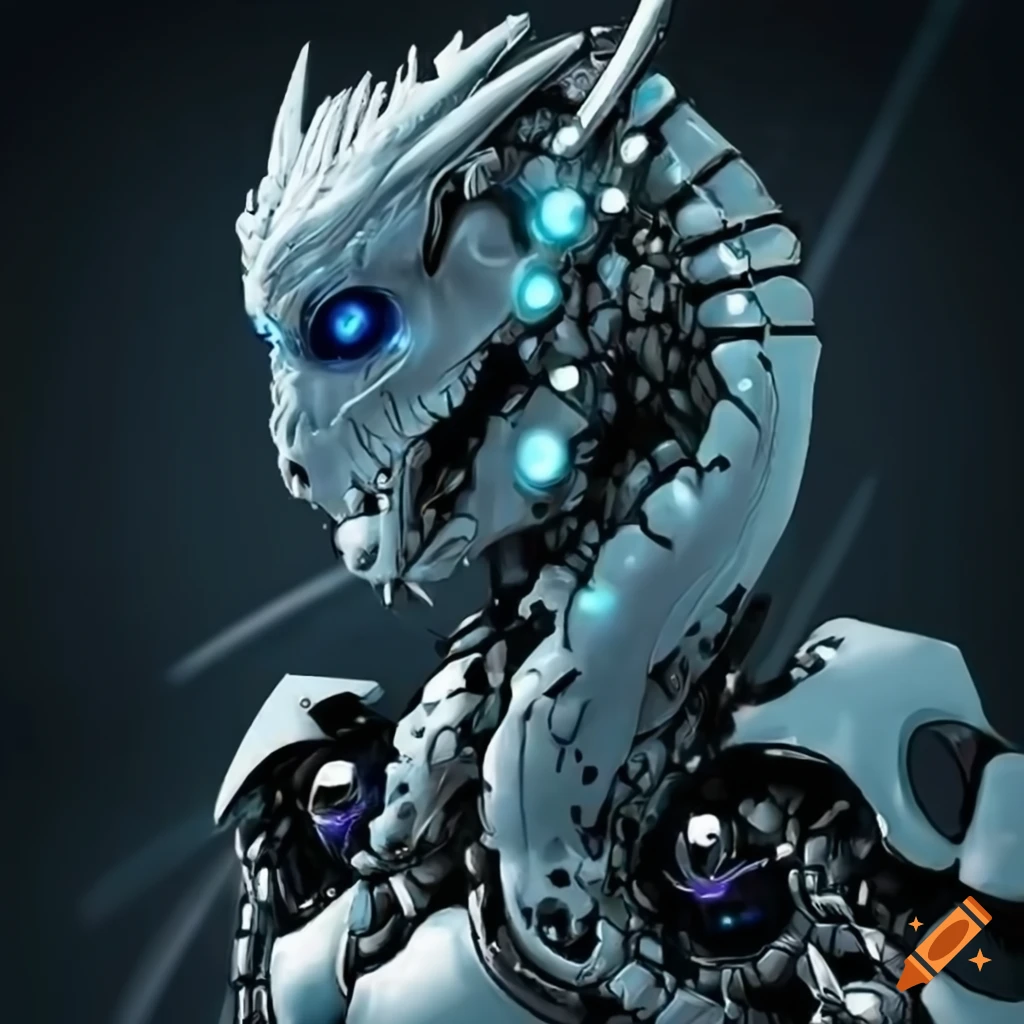 White dragon human robot on Craiyon