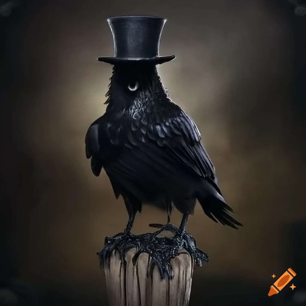 Gothic raven with top hat on Craiyon
