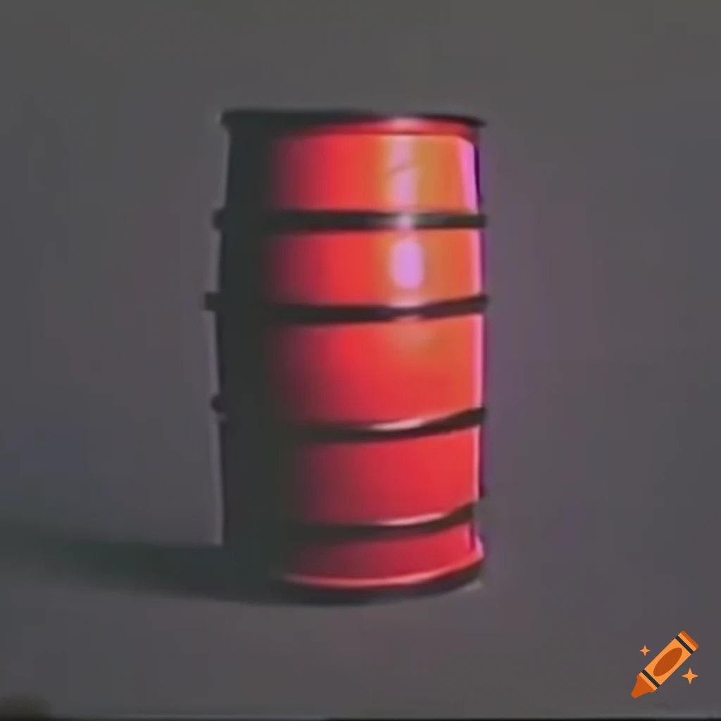 Red barrel in 80s vhs style footage on Craiyon