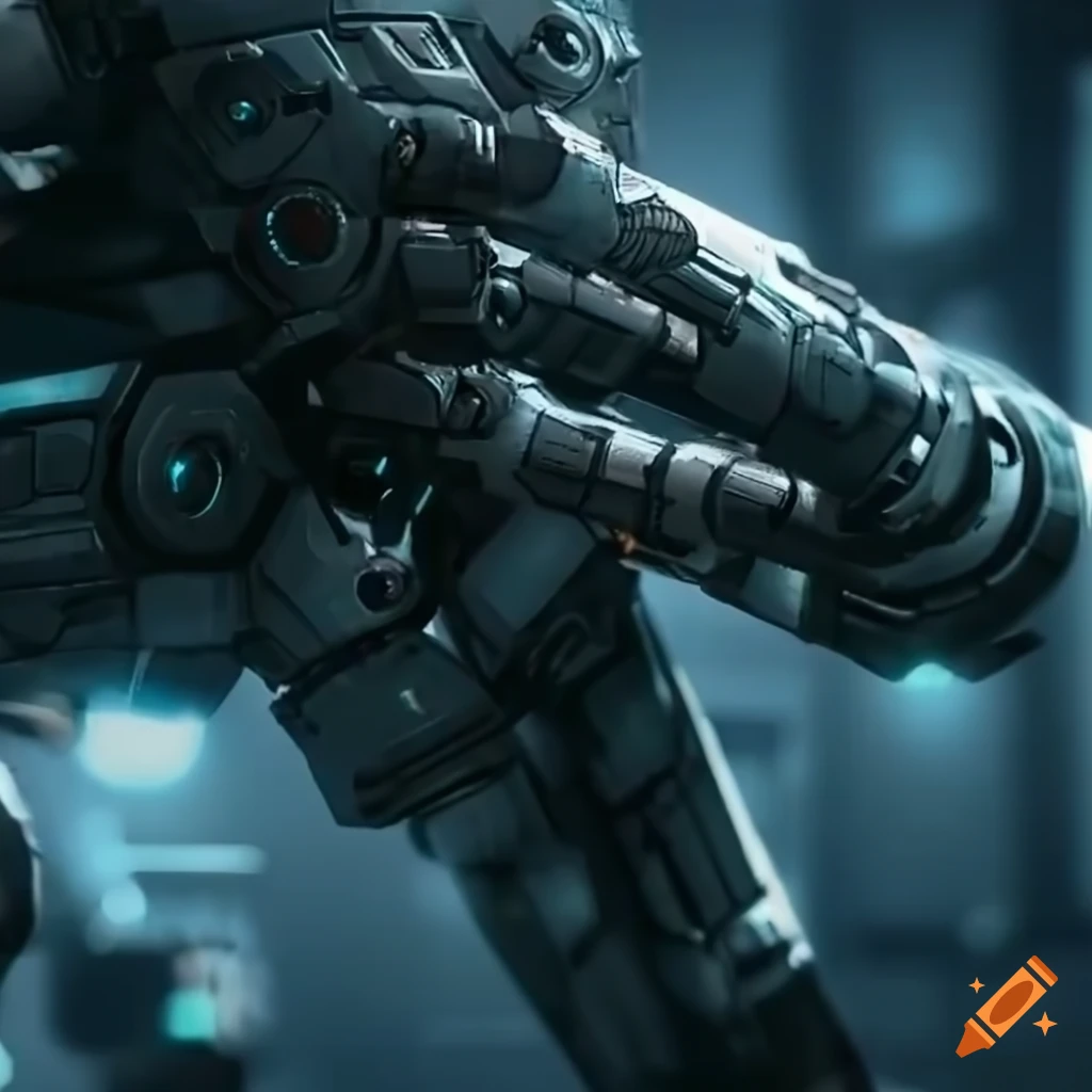 Close-up of a futuristic mech hand with streamlined, clean lines in 8k ...