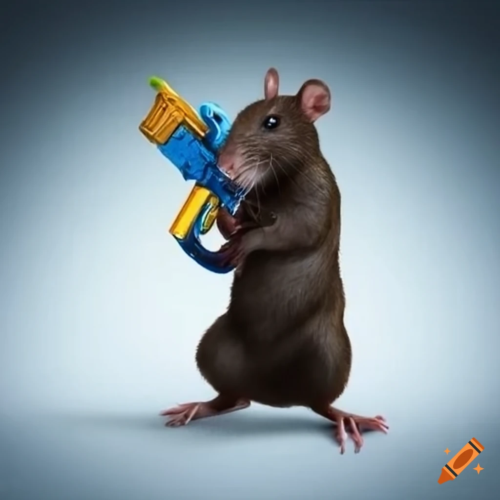 Cute rat with a water pistol on Craiyon