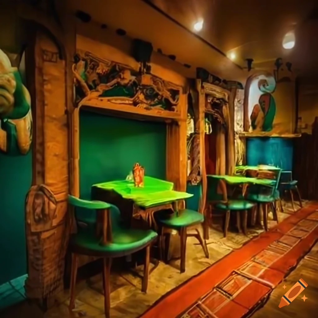 Shrek themed restaurant interior on Craiyon