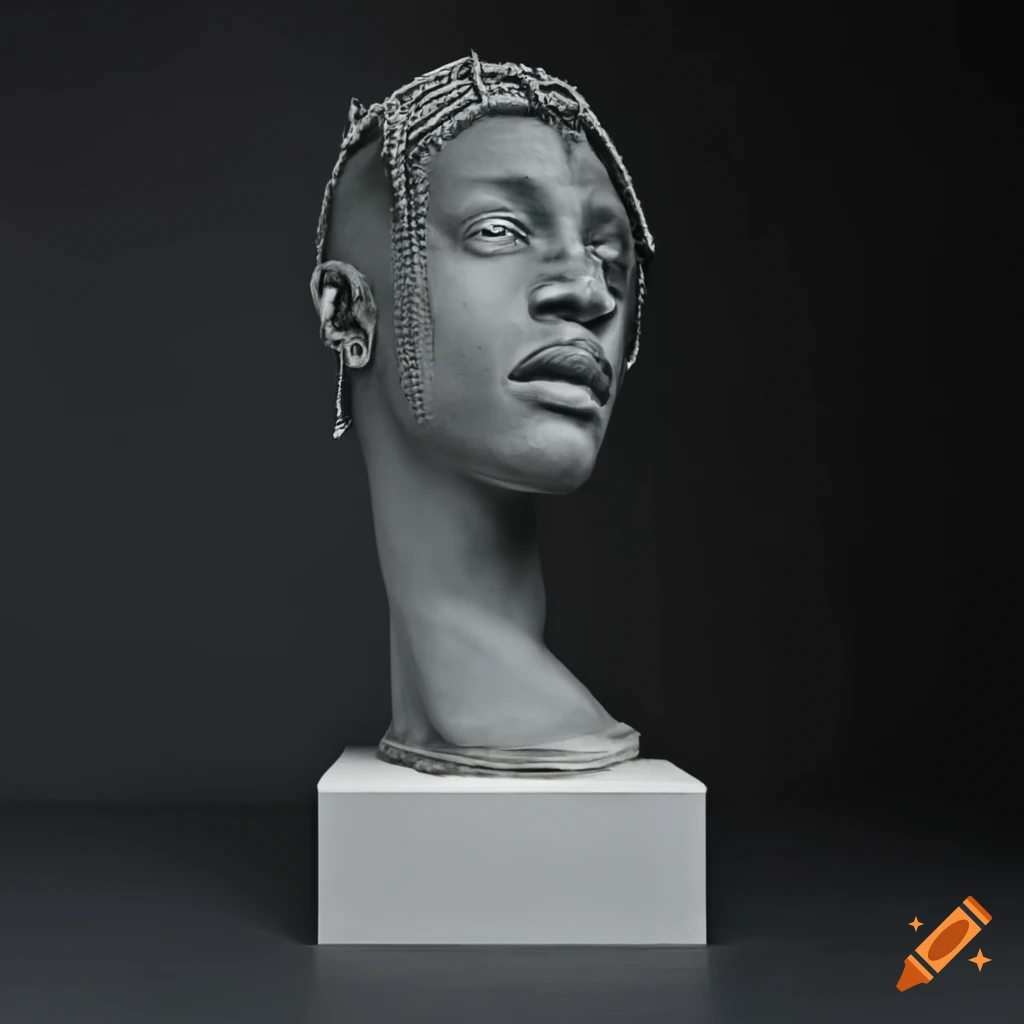 Gray sculpture of travis scott in romanticism style on Craiyon
