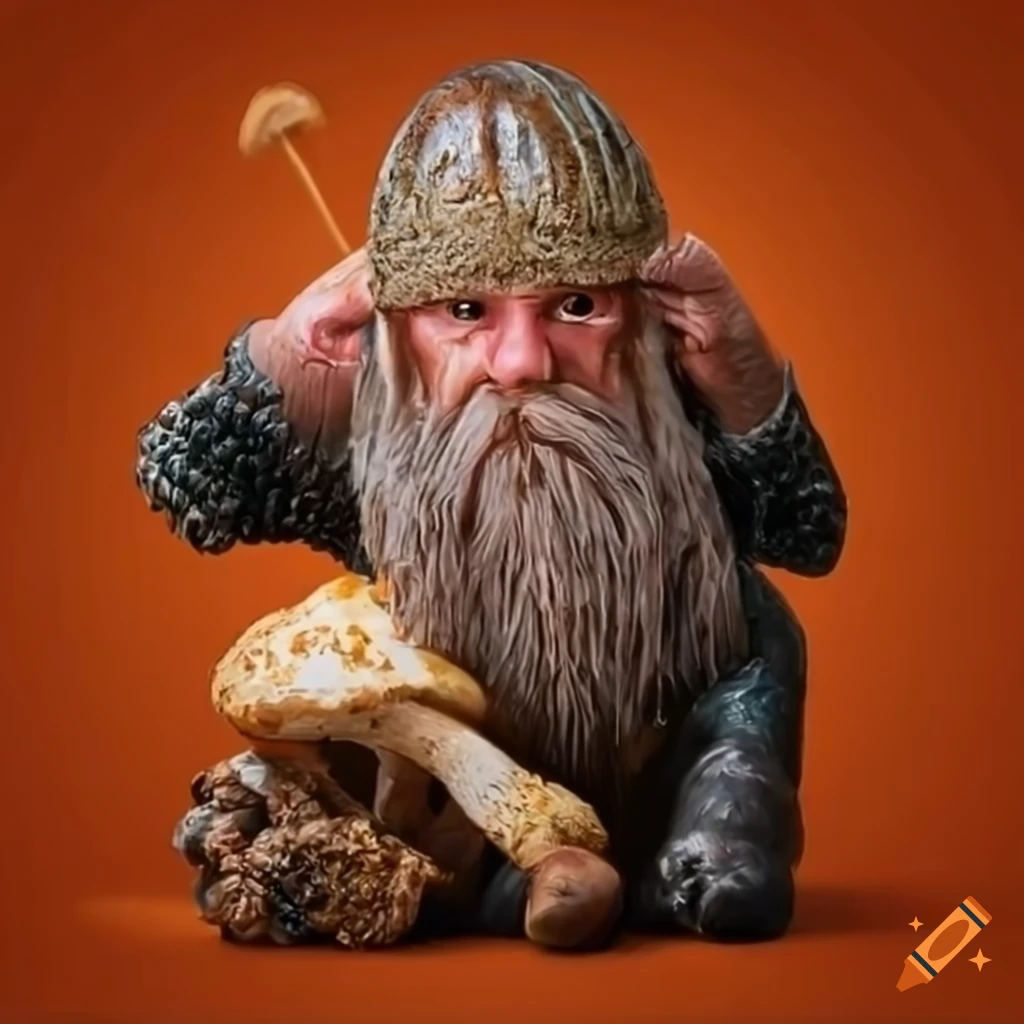 Gimli and a black bull on an orange background on Craiyon