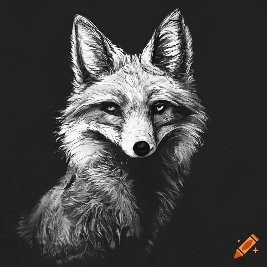 Red and white fox in dark woods in shadowgraph style on Craiyon