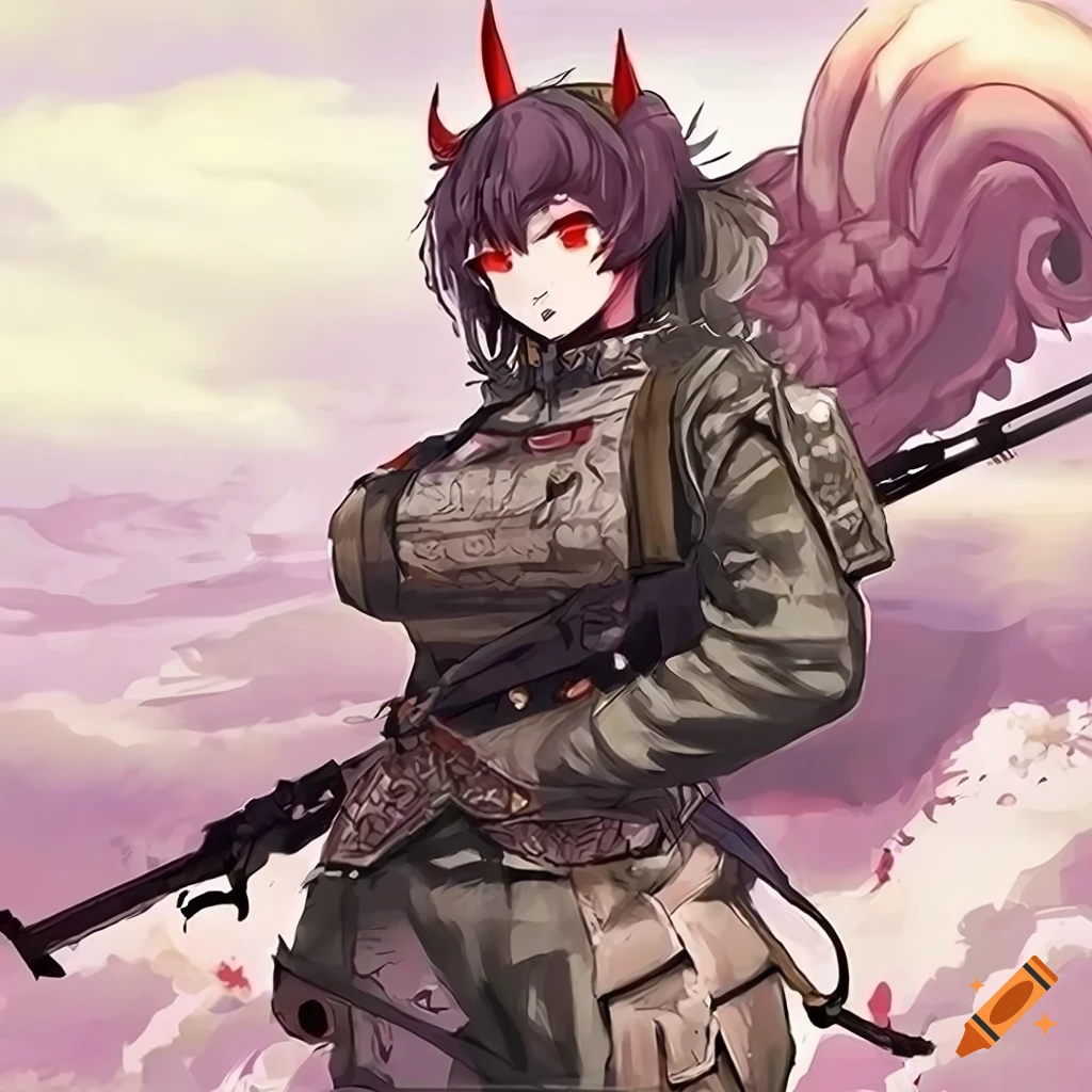 Unique artwork of a demon sheep unicorn in military anime style on Craiyon