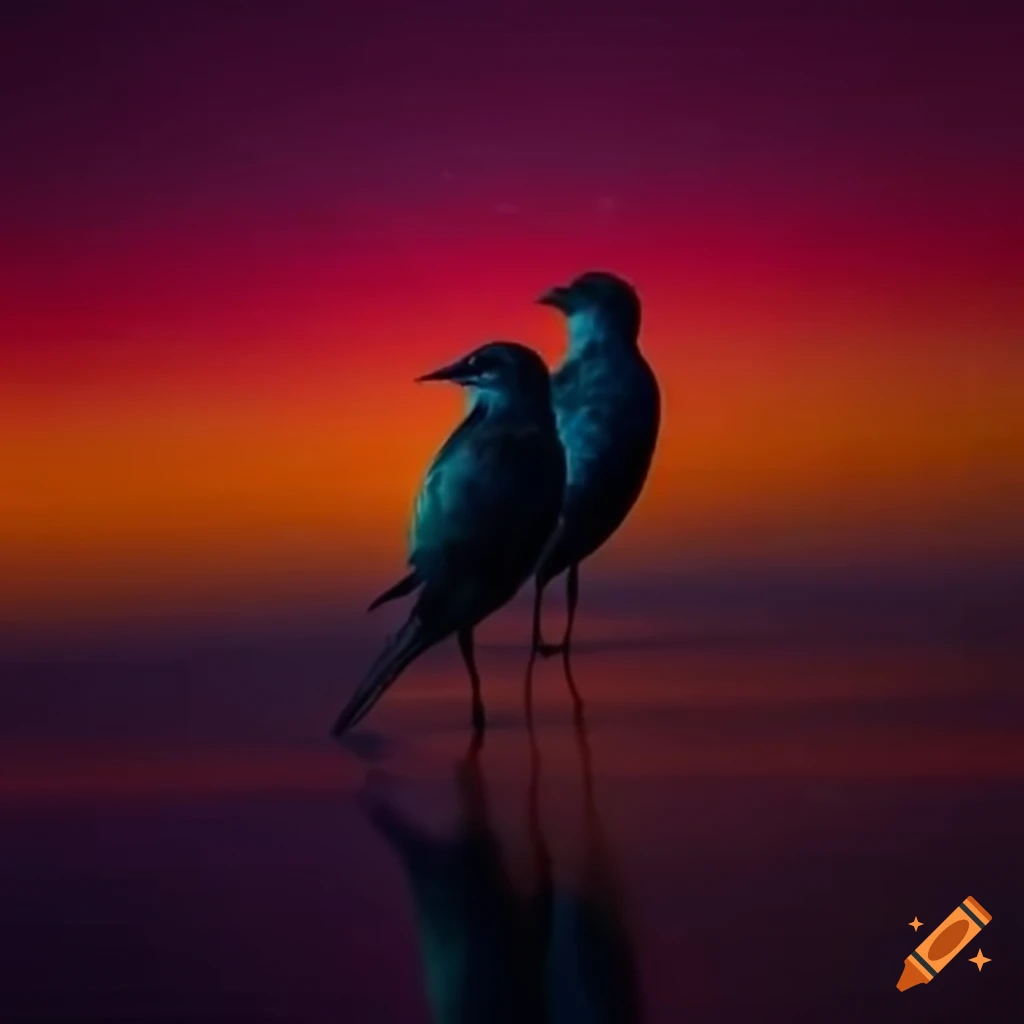 Two birds hugging under the beautiful northern lights on Craiyon