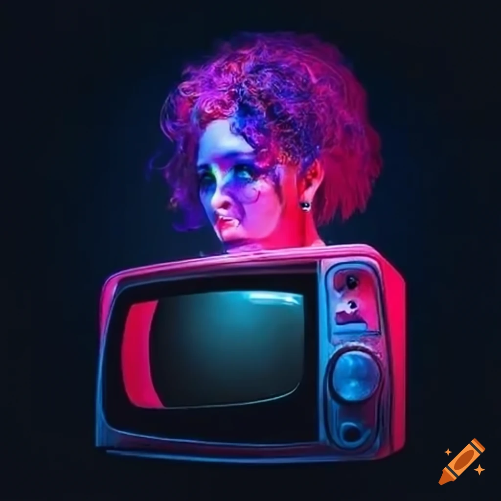 Person addicted to television on Craiyon