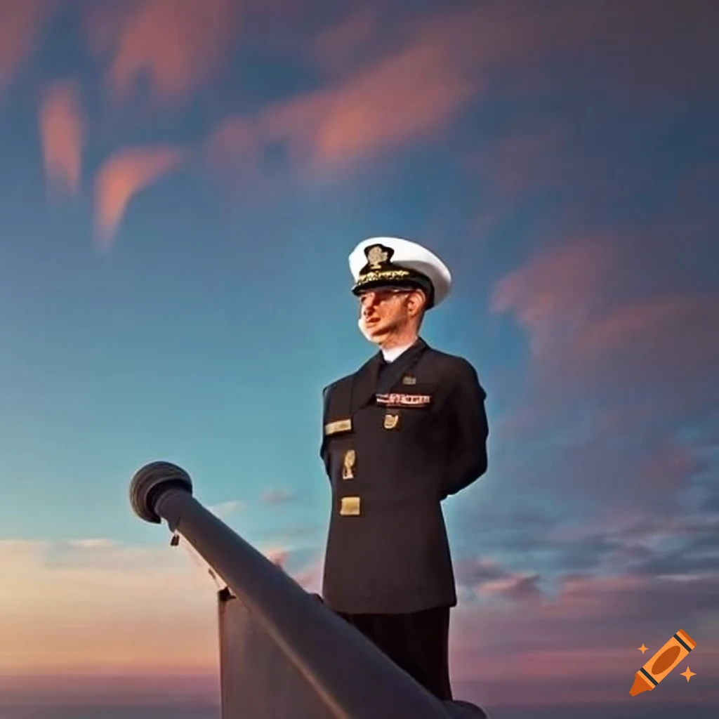 Us navy captain standing on the bow of uss iowa looking to the horizon ...