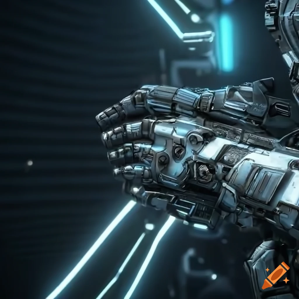 Close-up of a futuristic mech hand with streamlined, clean lines on Craiyon