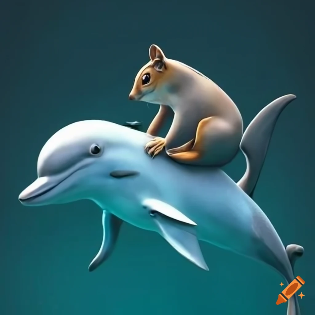 Squirrel and dolphin cuddling on Craiyon