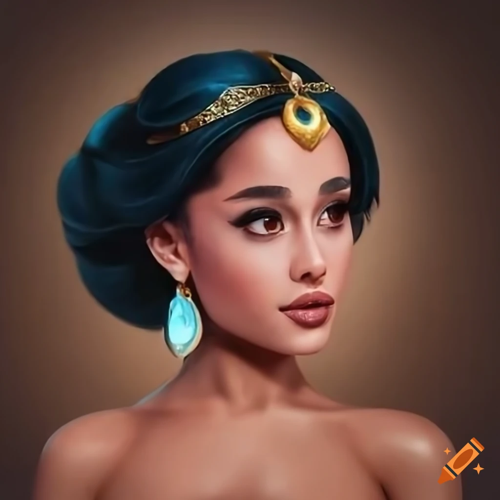 Realistic 4k portrait of ariana grande as princess jasmine from aladdin ...