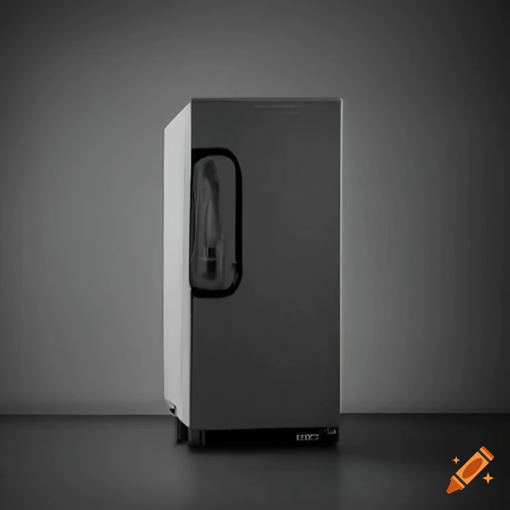 Evil, sinister, terror, horror, ominous refrigerator in black and white ...