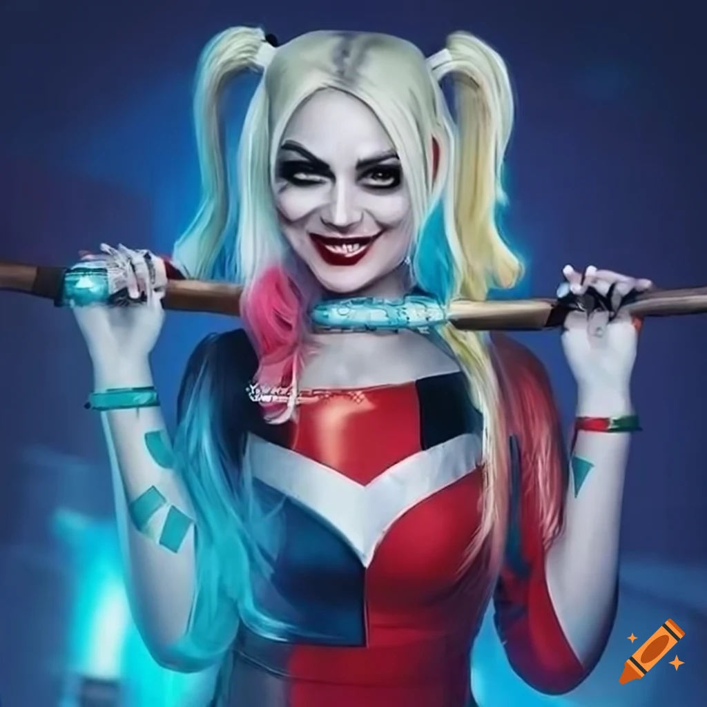 Harley Quinn cosplay in Eastern Asian mythical fantasy robes on Craiyon
