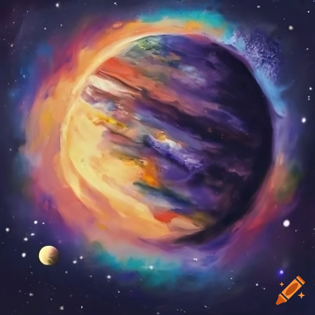 Outer space painting in the style of starry night on Craiyon