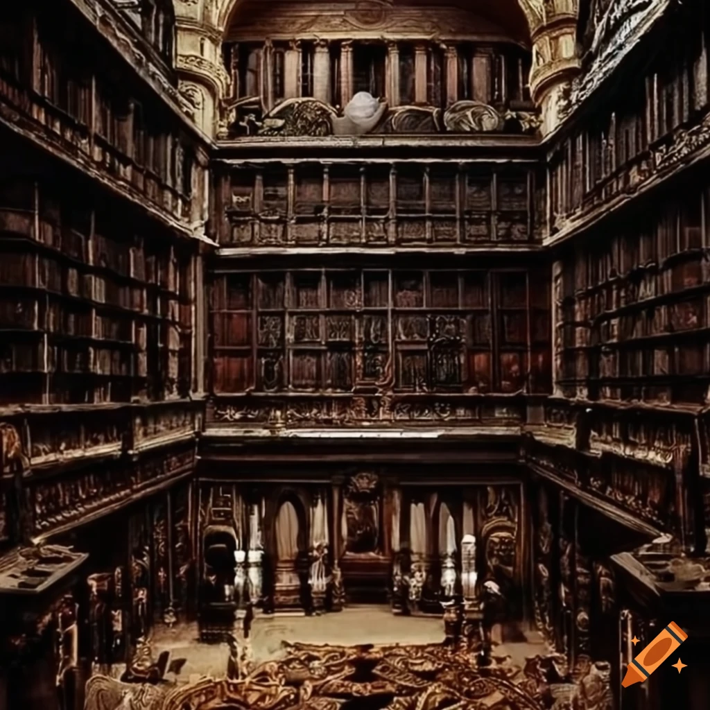 Dark academia library on Craiyon