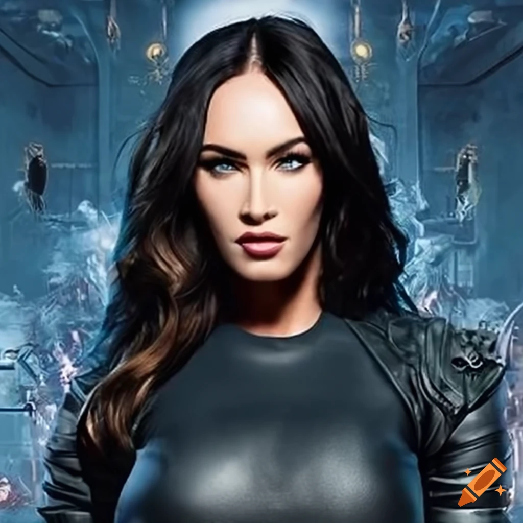 Megan fox on a game cover on Craiyon