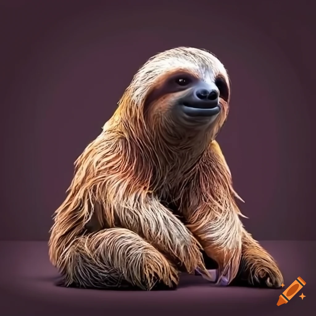 Queen sloth typing on a computer on Craiyon