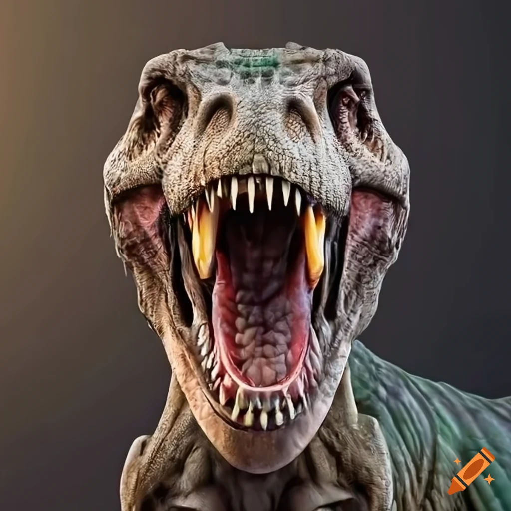 T-rex with open mouth facing forward on Craiyon