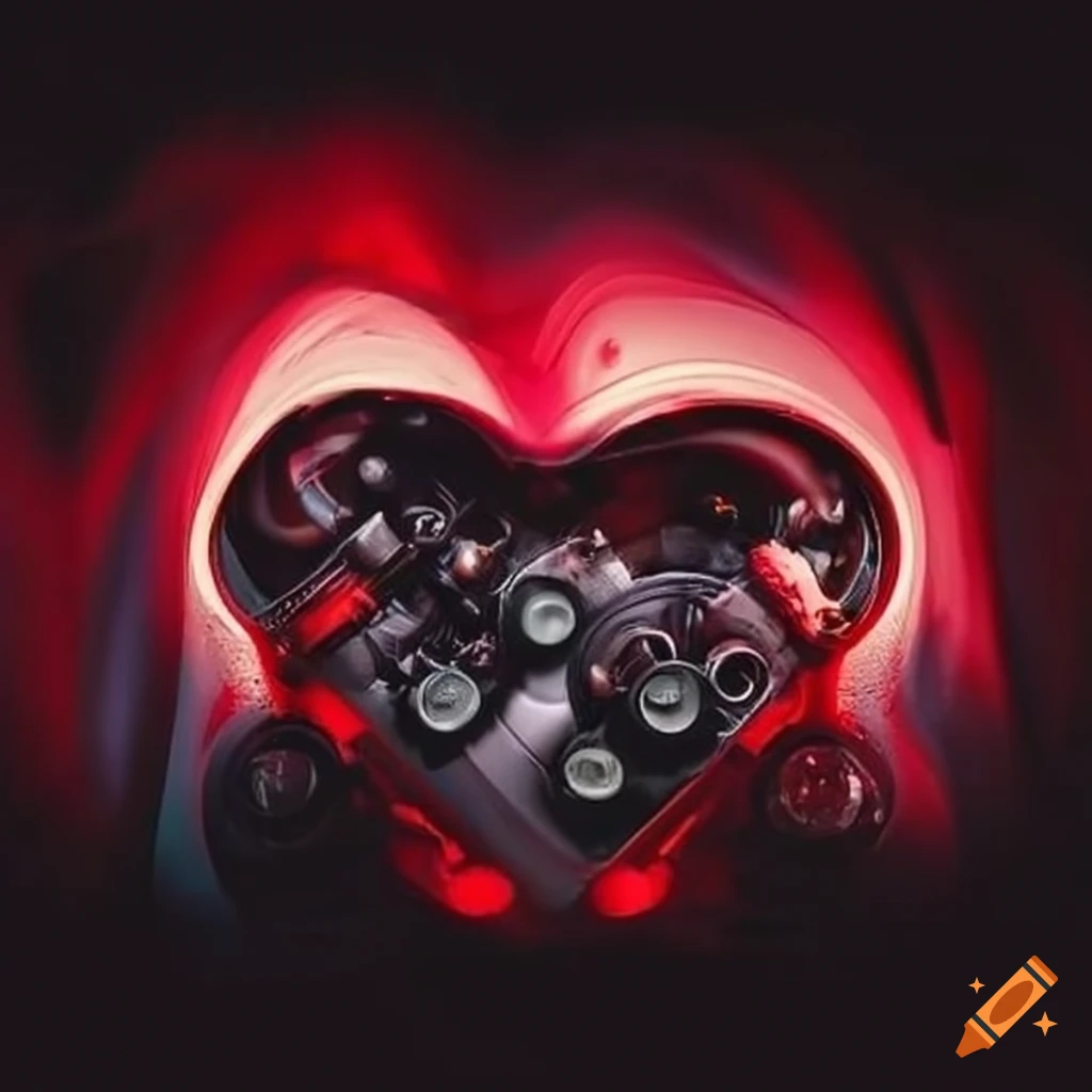Valentine heart made of car engine parts on Craiyon