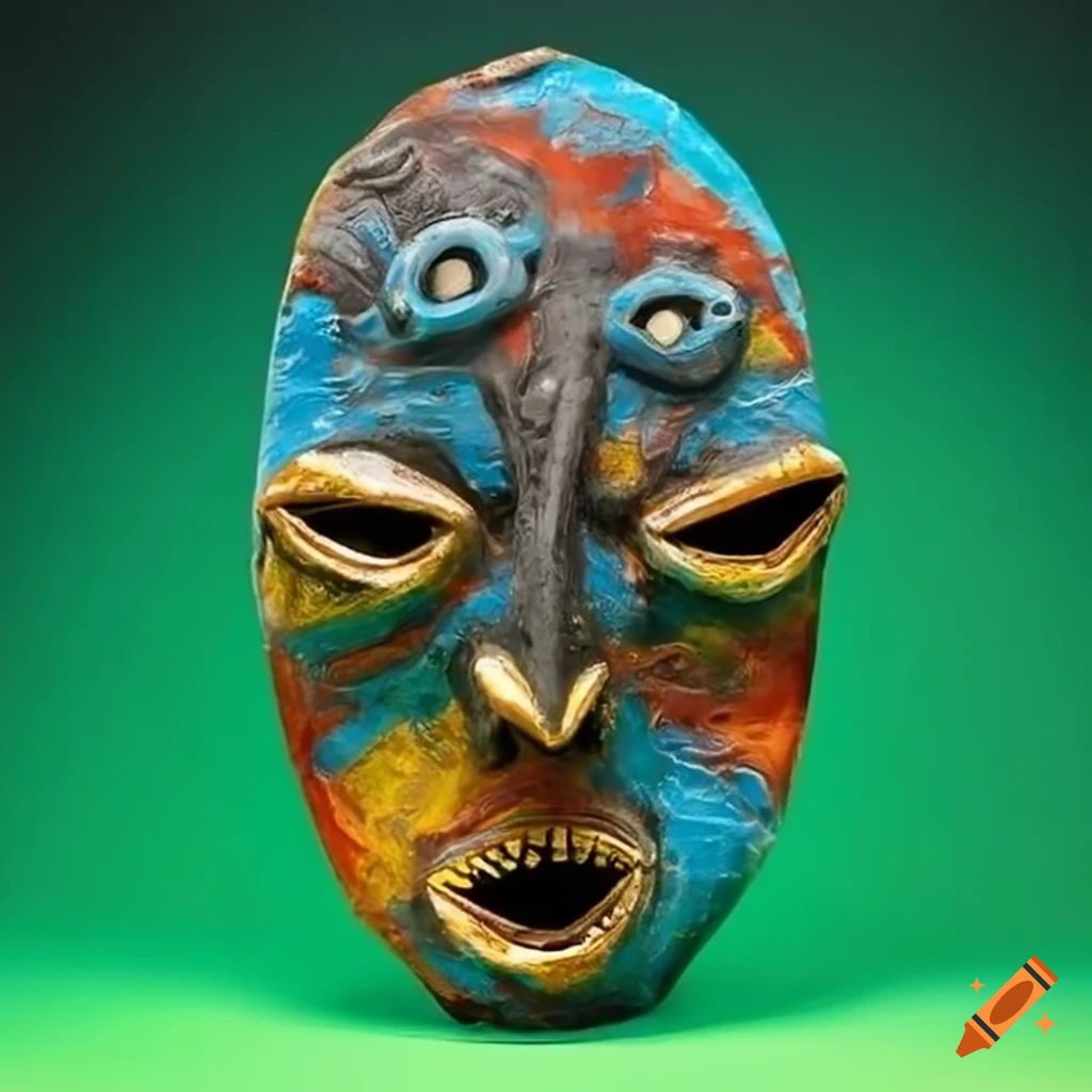 Colorful melted soap african masks on Craiyon