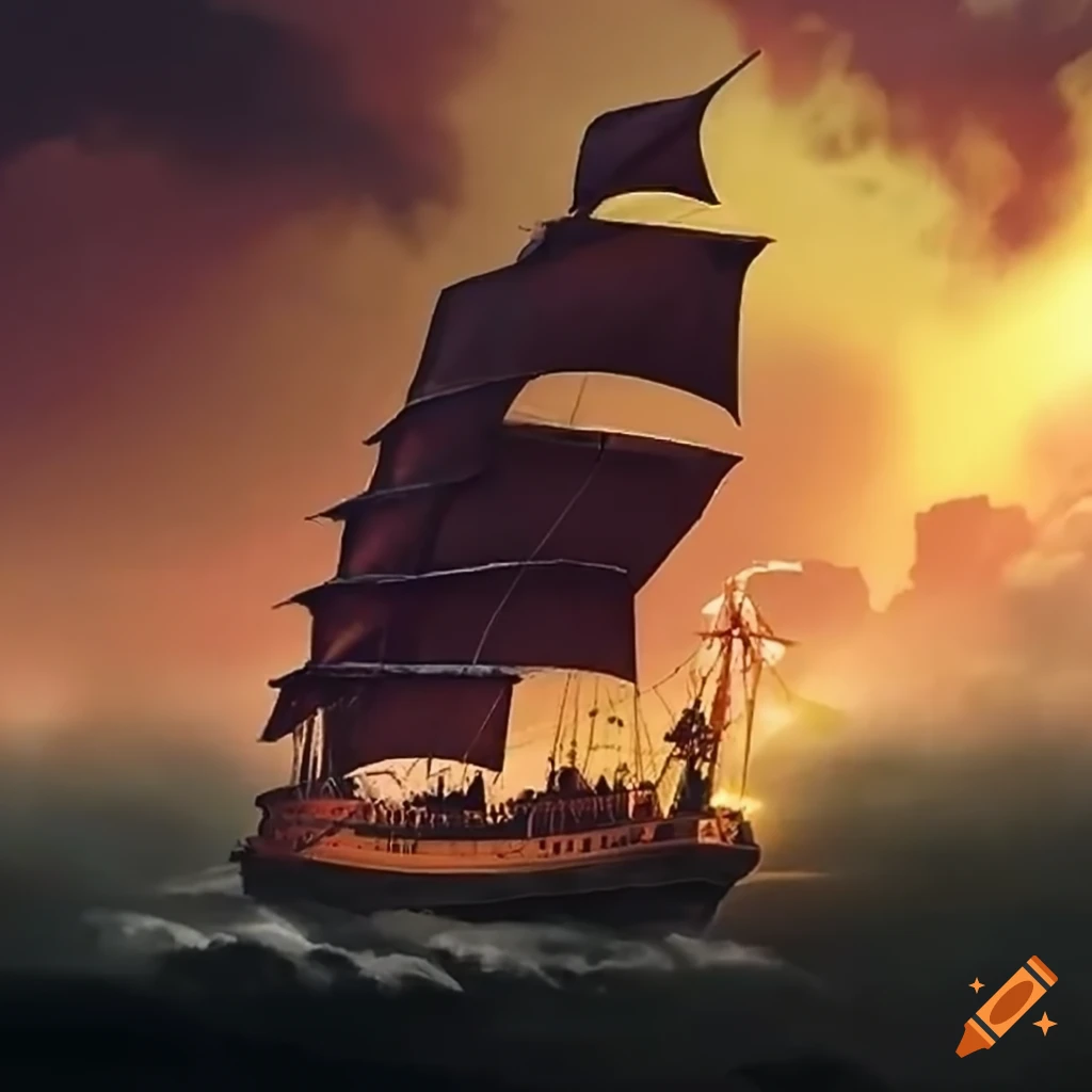 Sailing vessel in eastern mythical fantasy setting on Craiyon
