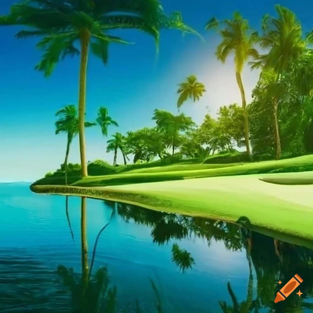 Vapor wave golf with palm trees on Craiyon