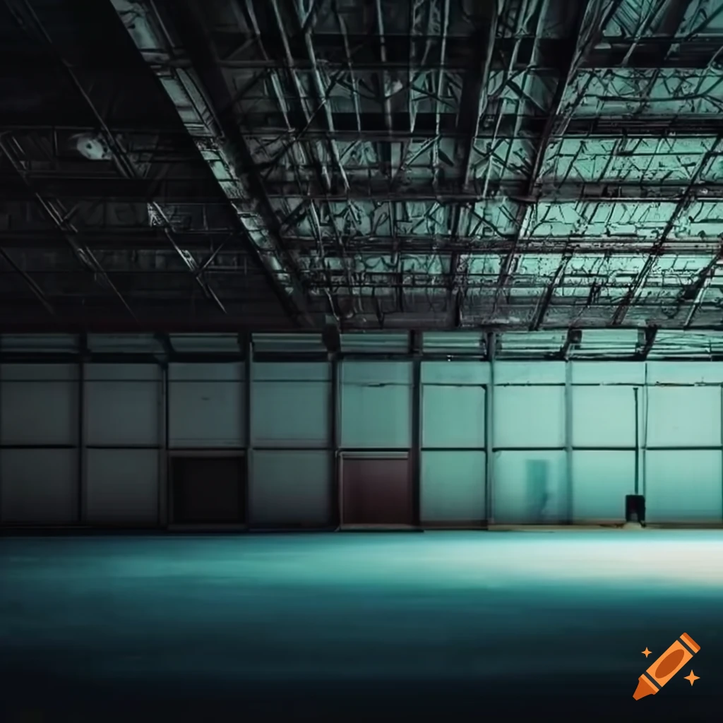 High resolution empty aircraft hangar from world war ii, interior view ...